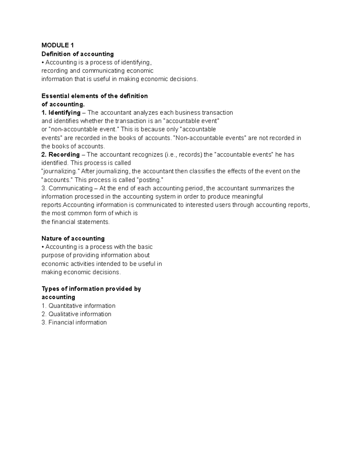 Accounting Principles: Modules 1 & 2 Overview - Studocu
