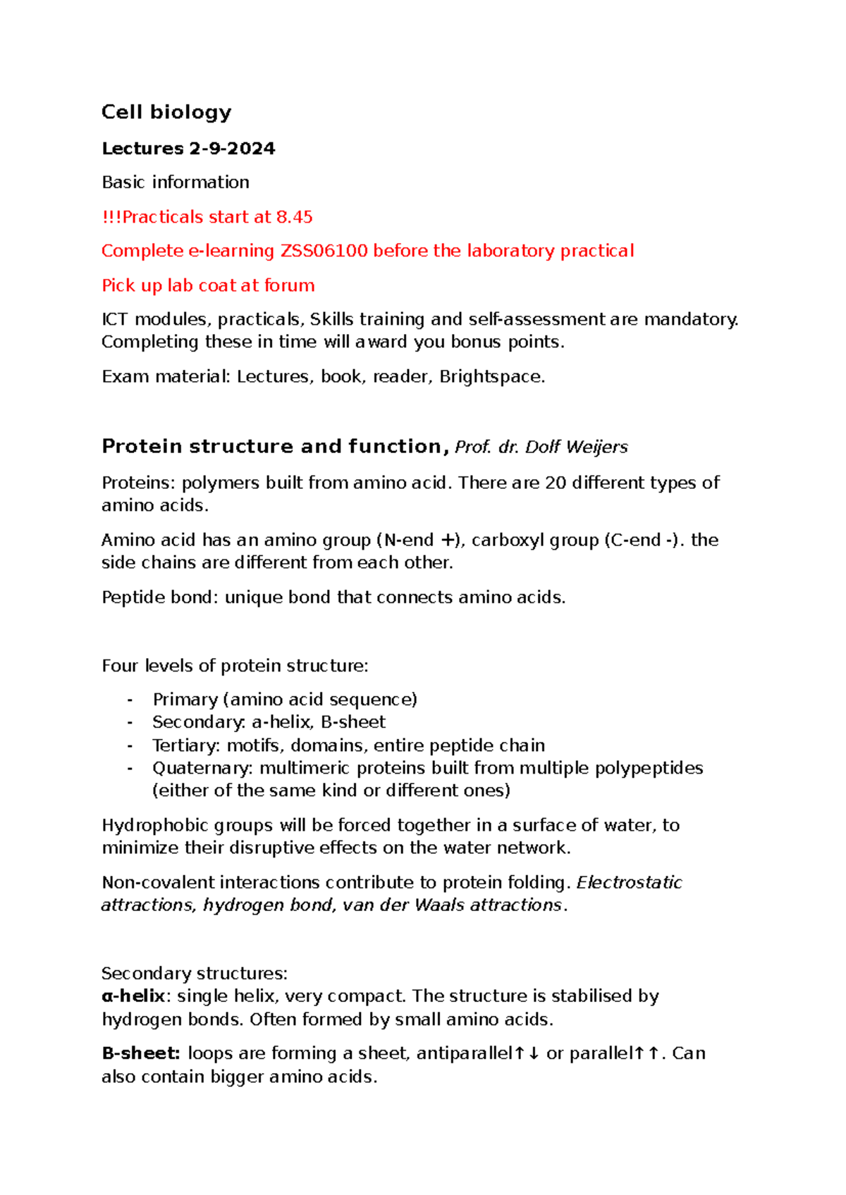 Cell Biology Lectures ZSS06100: Structure, Function, and Processes ...