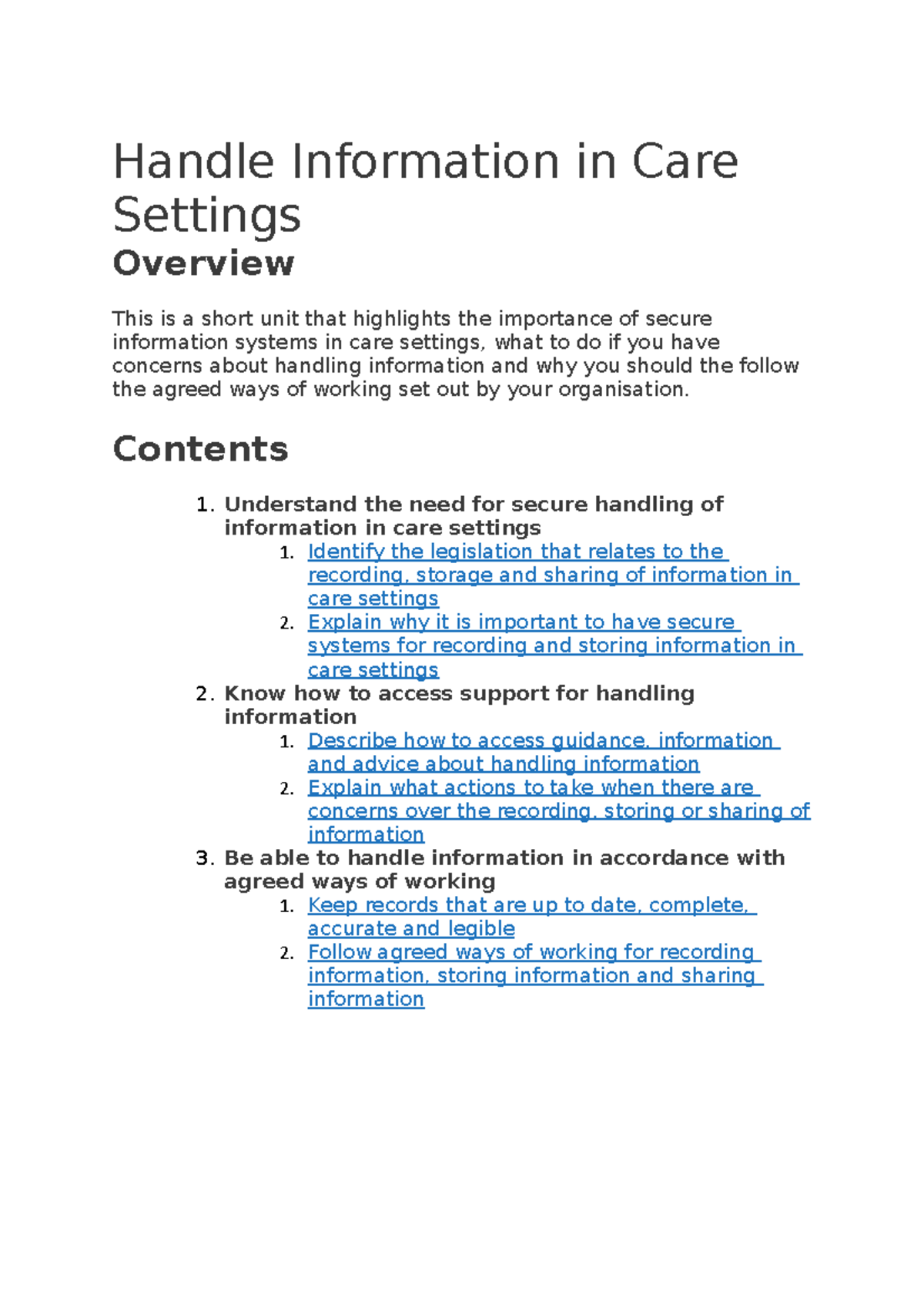 206 - Information Handling in Care Settings: Assignment Guidelines ...