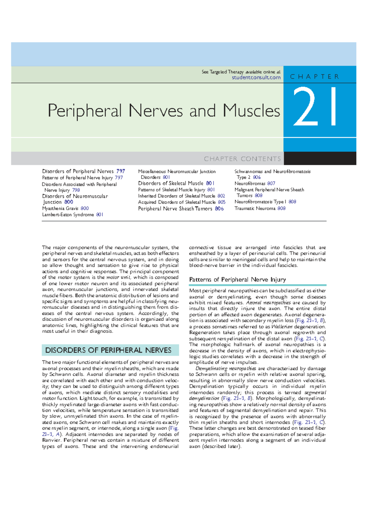 Peripheral Nerves and Muscles: Chapter 21 Overview and Disorders - Studocu