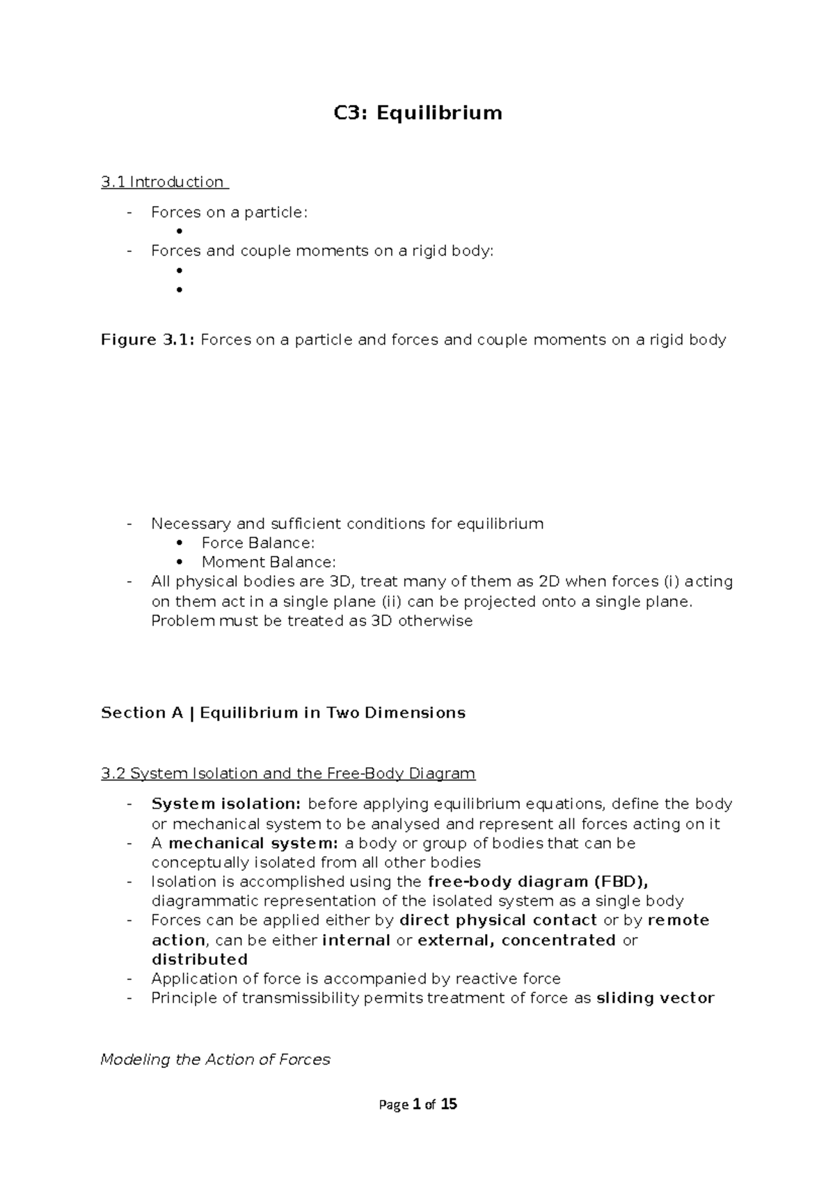 Chapter 3: Equilibrium Concepts in Mechanics (ME 101) - Studocu