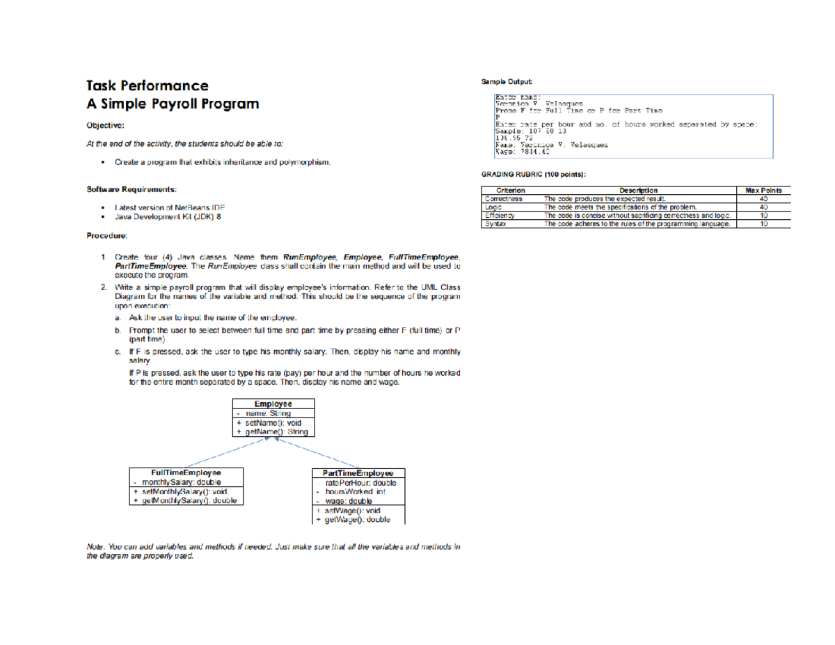 Simple Payroll Program (Java OOP) - Computer Programming 2 - PROGRAM ...