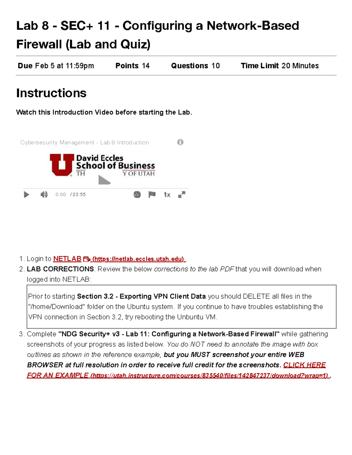 Lab 8 - SEC+ 11 - Configuring Network-Based Firewall (Lab & Quiz) IS ...