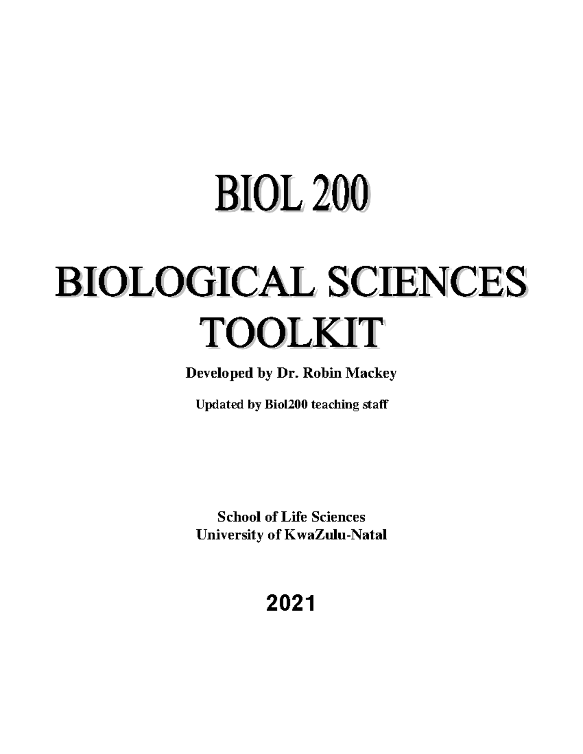 BIOL 200 Practical Manual & Instructions for 2021 - Studocu
