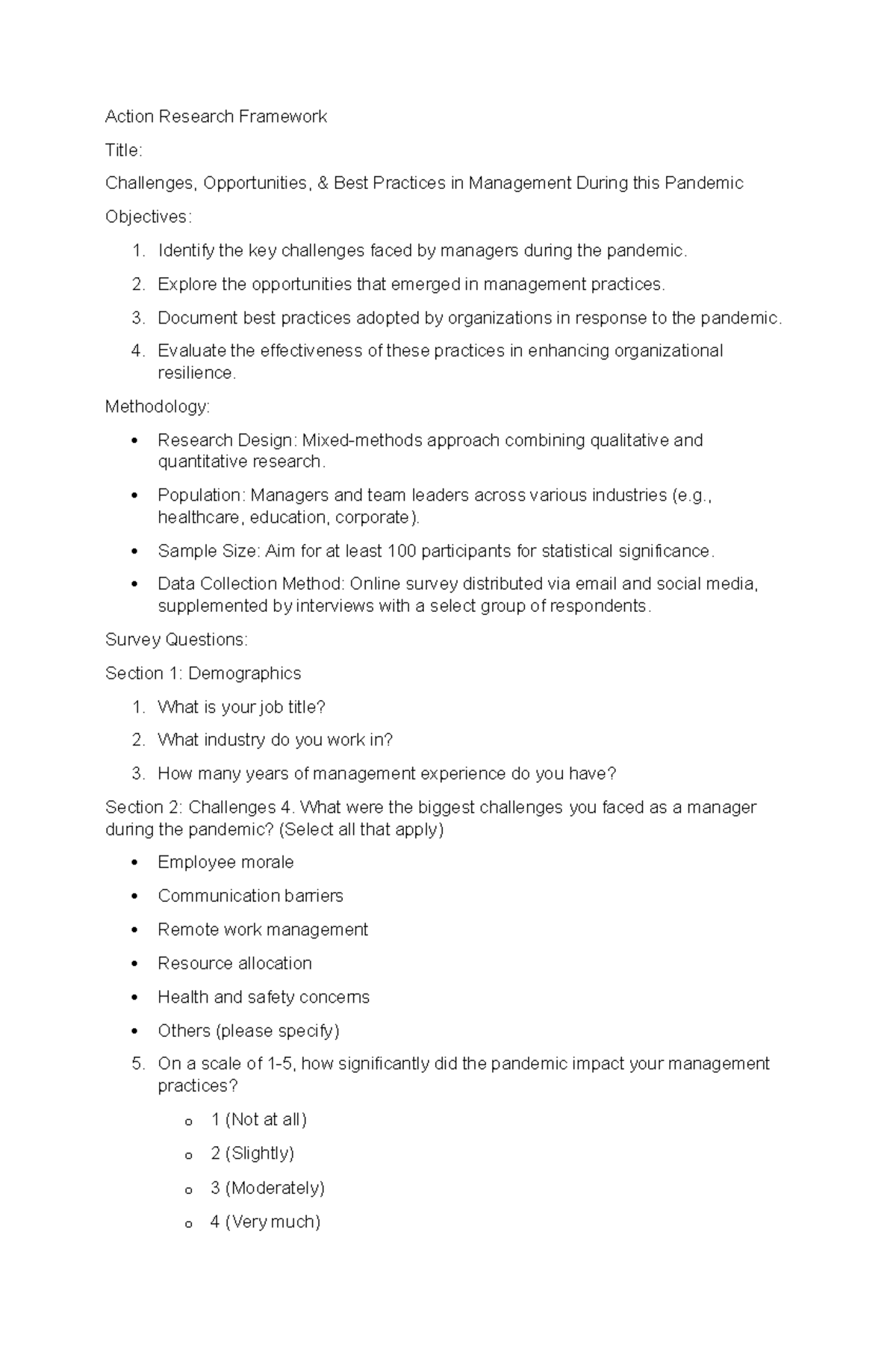BEST Practices in solving math - Action Research Framework Title ...
