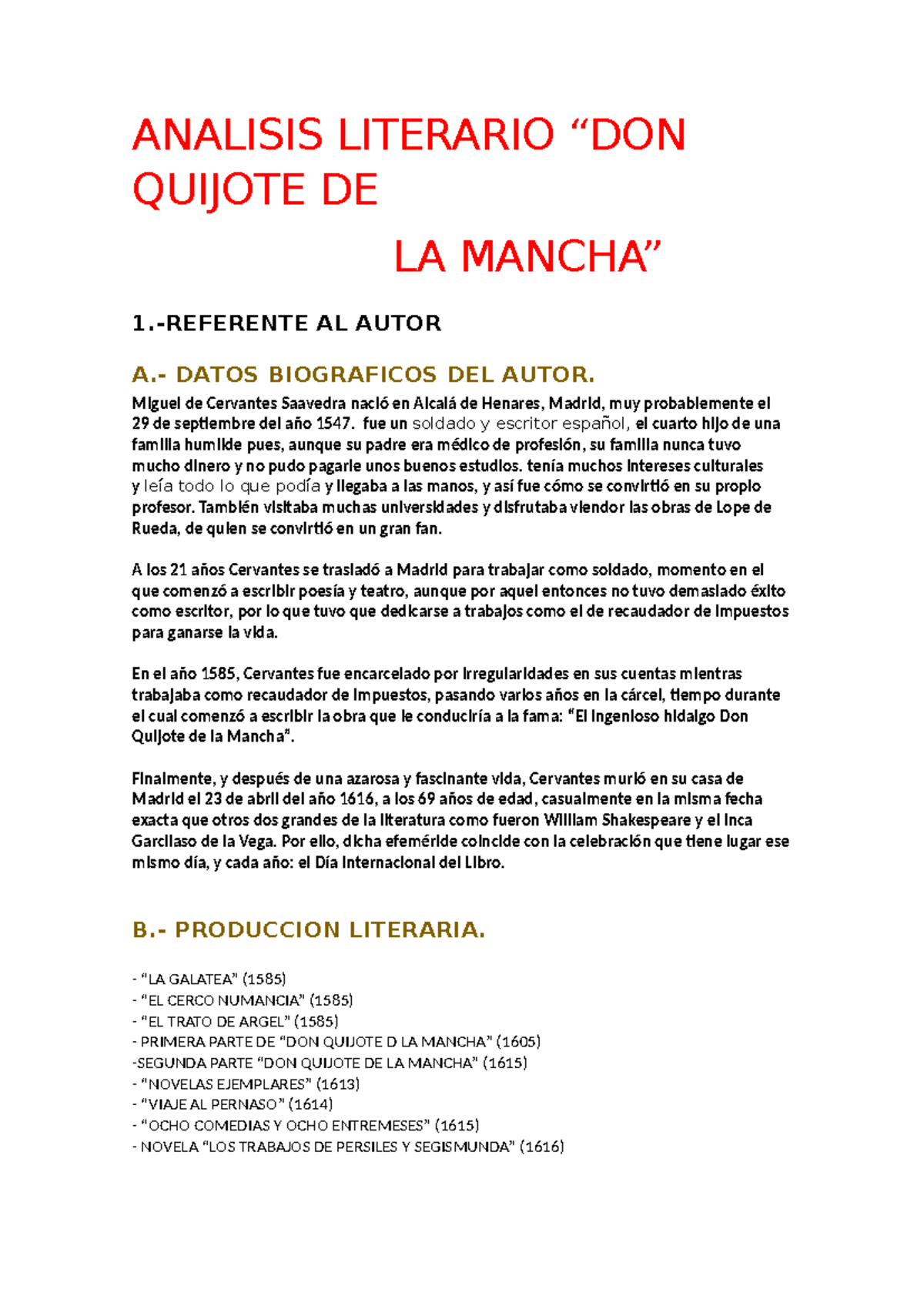 Análisis Literario de "Don Quijote de la Mancha": Estudio Completo ...