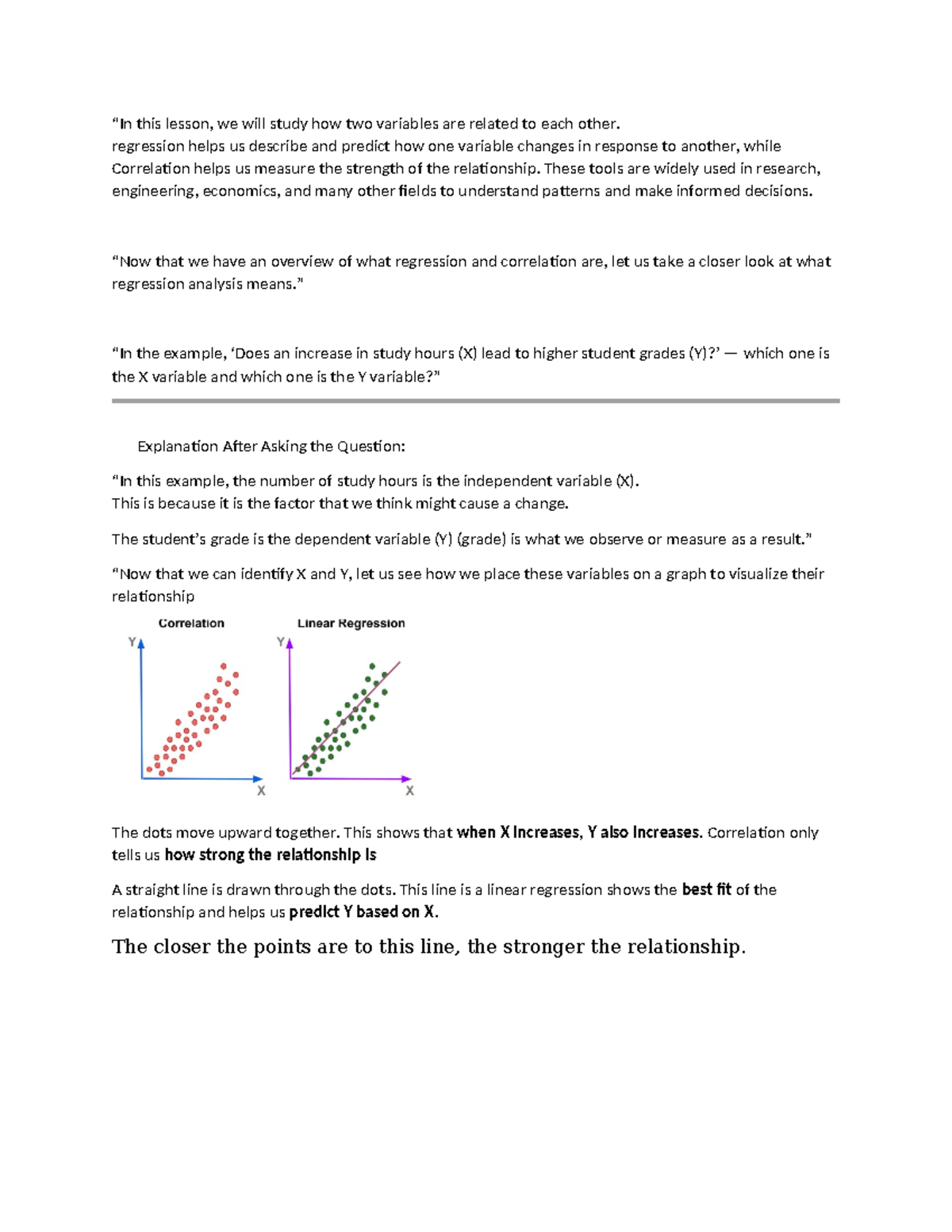Lesson Notes: Understanding Regression and Correlation Analysis - Studocu
