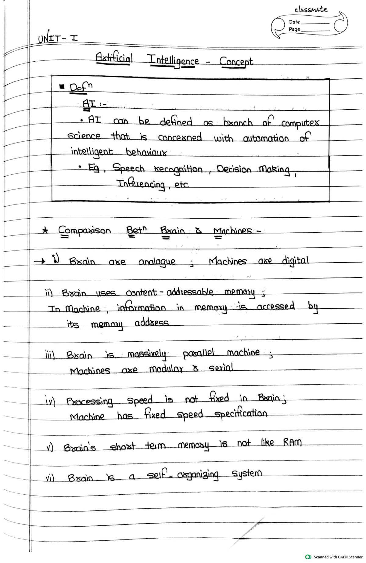 AI Insem Notes By Dk - classmate Date Page I Artificial Intelligence ...