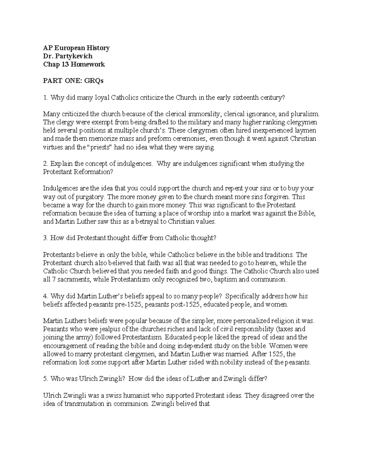 AP European History (APUSH) Chap 13 Homework GRQs and Key Concepts ...
