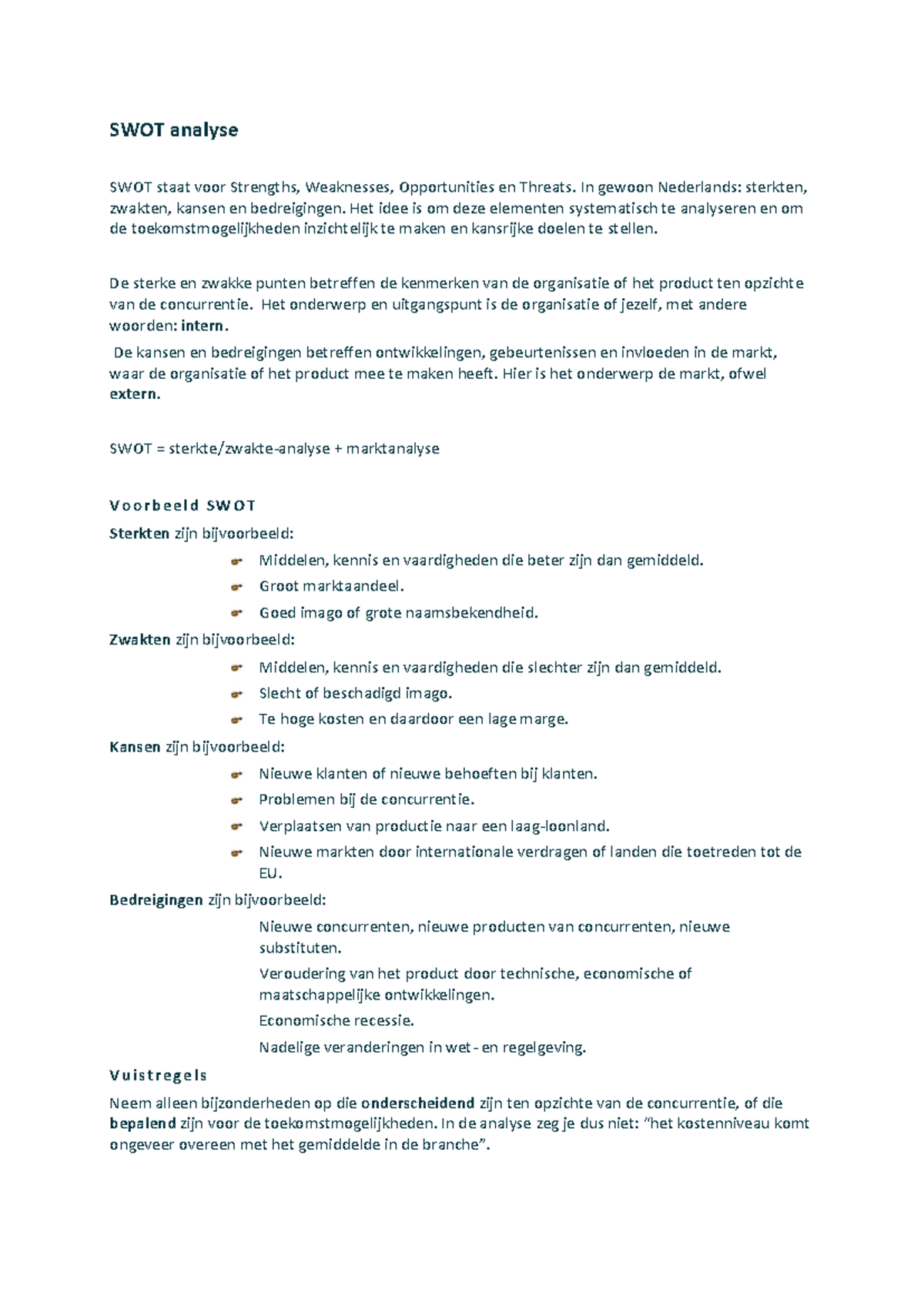 Uitleg SWOT-analyse - Plan voor Sterkten, Zwakten, Kansen en ...