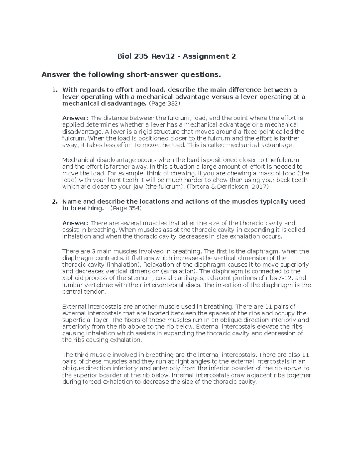 Assignment 2 with Answers- Edited - Biol 235 Rev12 - Assignment 2 Answer the following short ...