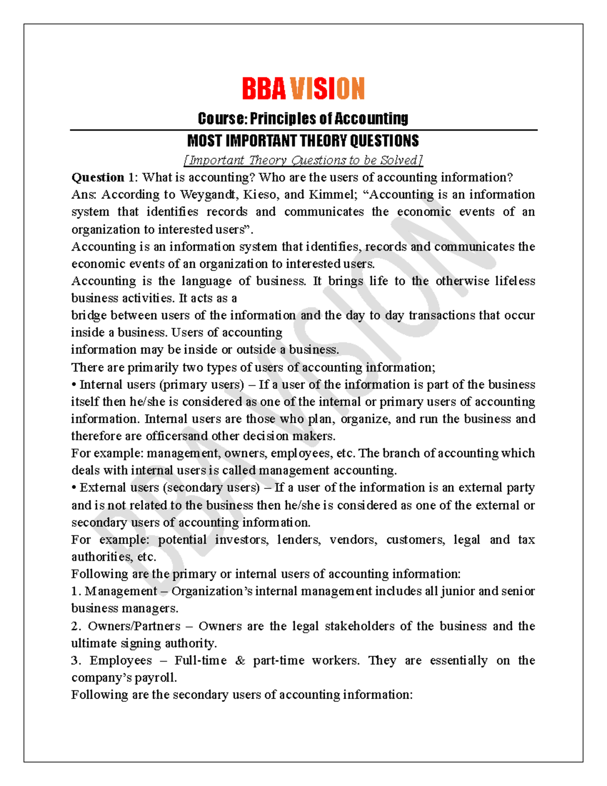 BBA Principles of Accounting Lecture: Key Theory Questions Explained - Studocu