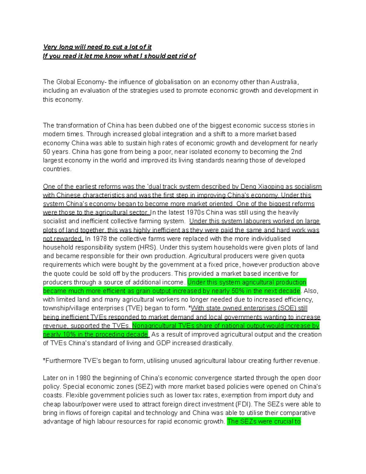 Chia - Case Study Notes on China's Economic Growth & Globalization ...