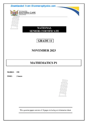 EC Maths Grade 11 Nov 2022 P2 Exam and Memo Insights - Studocu