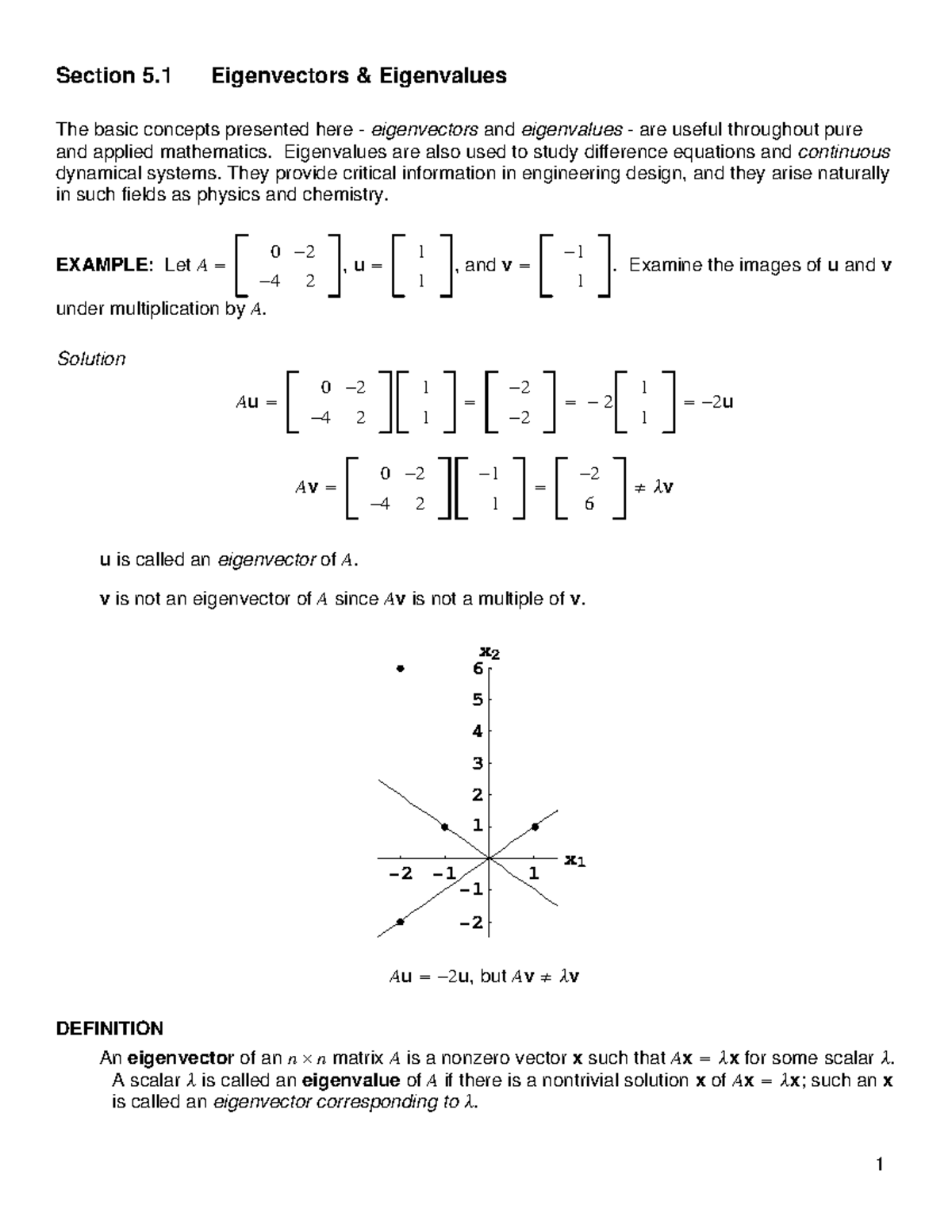 Sec 5.1 - Lecture Notes on Eigenvectors & Eigenvalues - Studocu