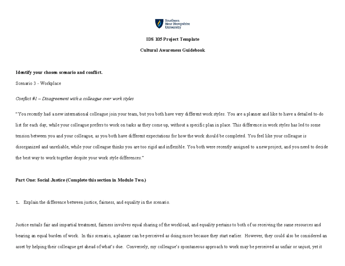 IDS 105 Mod 2 - Social Justice and Workplace Conflicts Guide - Studocu