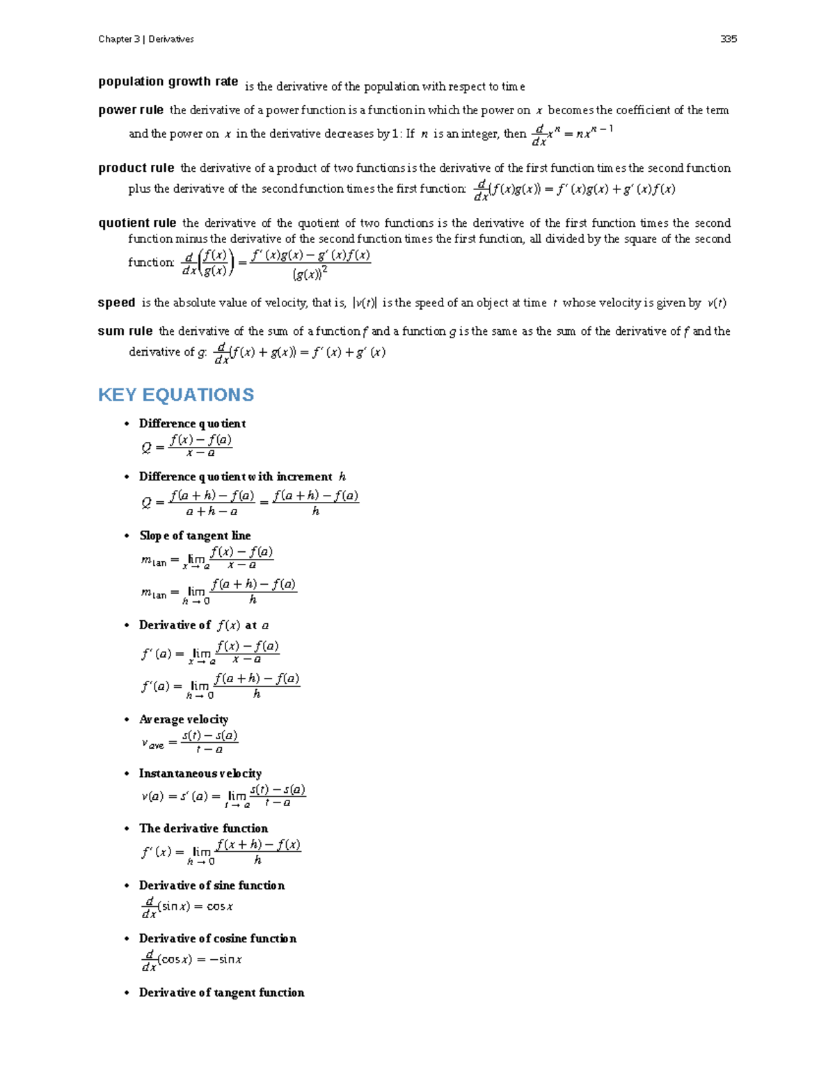Chapter 3: Derivatives in Calculus (MATH 172) - Studocu