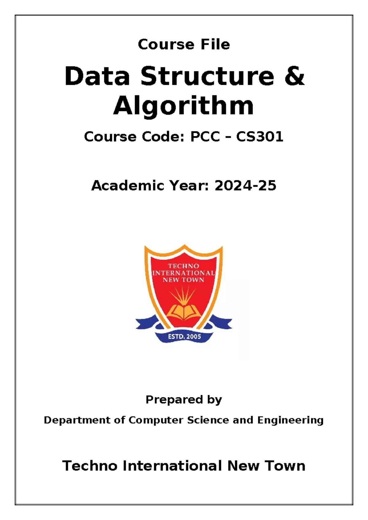 Final Course File for Data Structures & Algorithms (PCC CS301) - Studocu