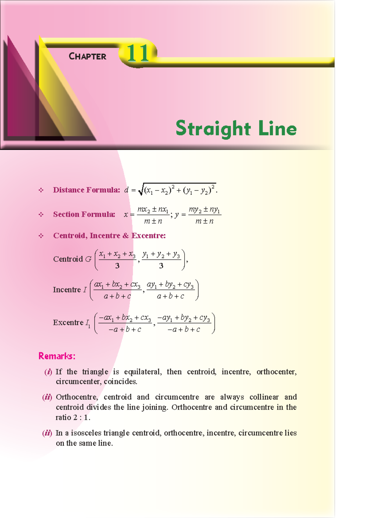 Chapter 11: Straight Line Handbook - Distance & Equation Formulas - Studocu