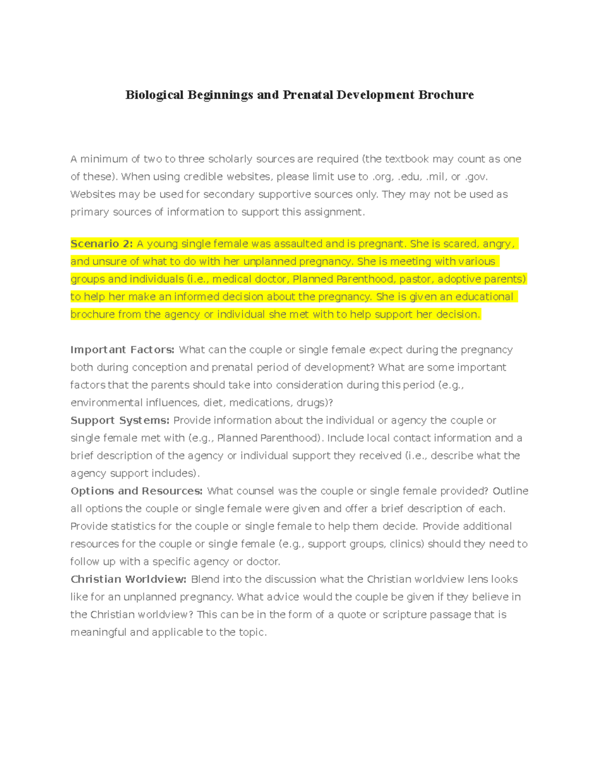 Biological Beginnings & Prenatal Development: Informative Brochure ...