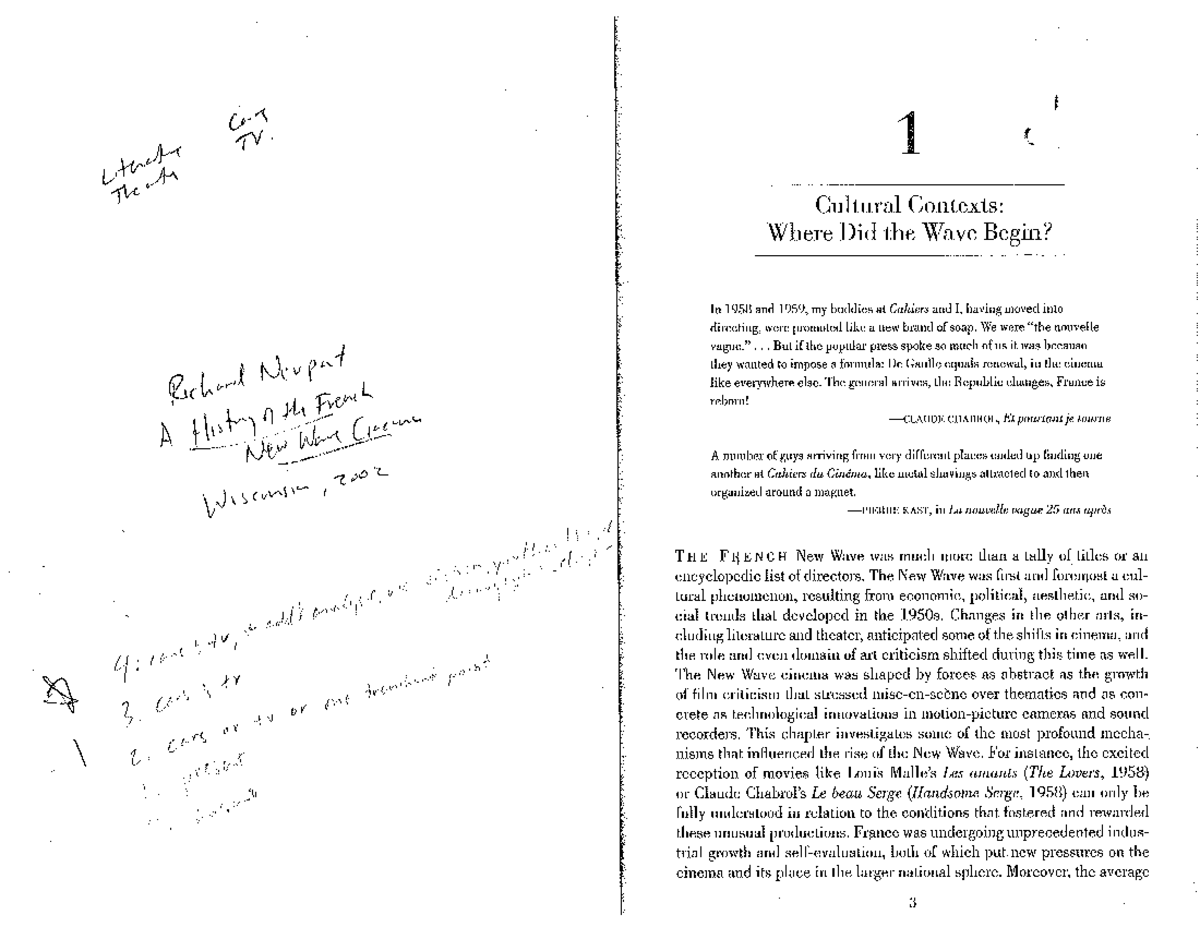 Final Exam Notes for Course ABC123: The Rise of French New Wave Cinema ...