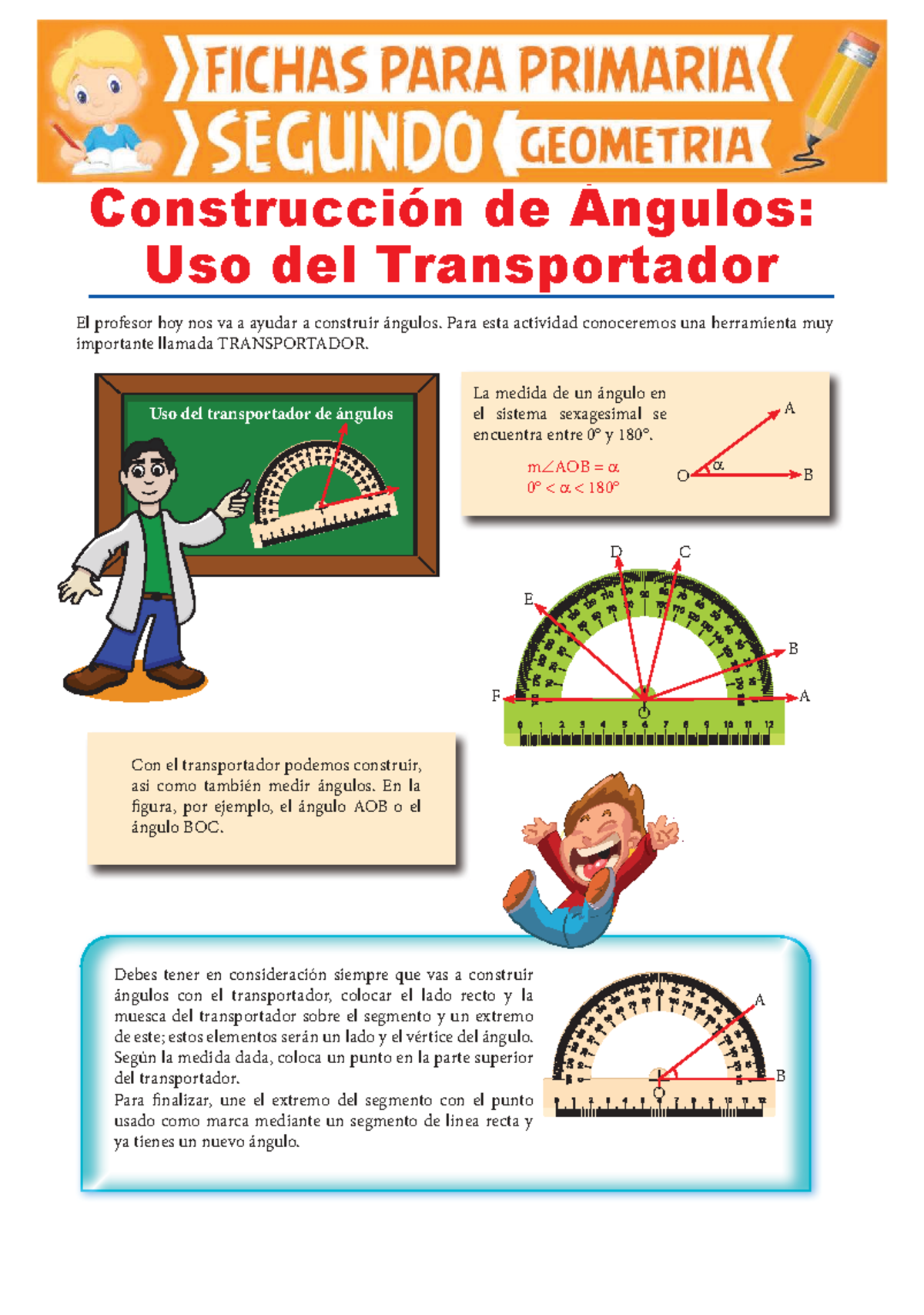 Construcción de Ángulos con el Transportador: 2° Primaria - Studocu