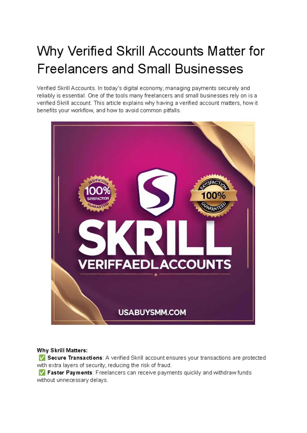 The Importance of Verified Skrill Accounts for Freelancers & SMBs - Studocu