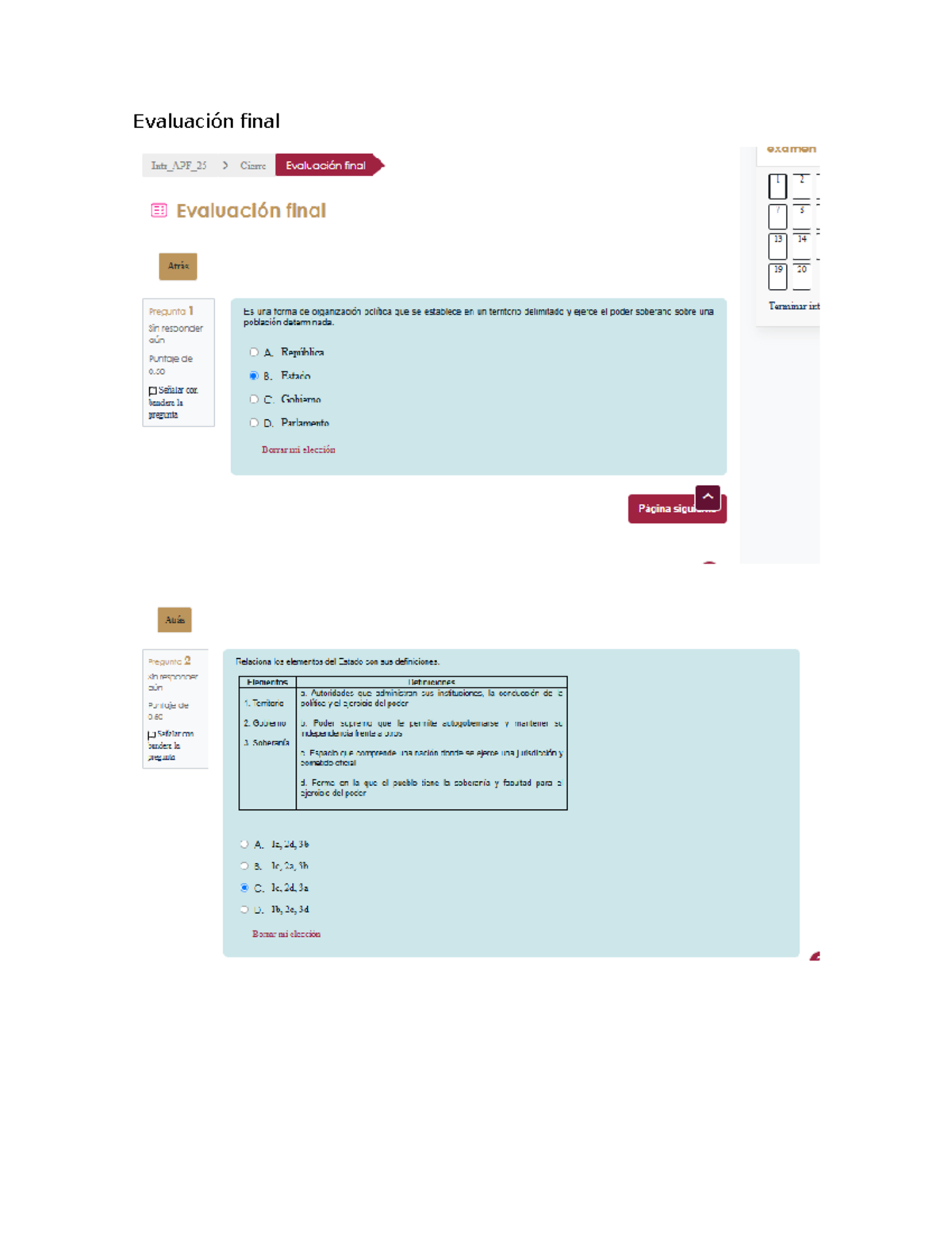 Evaluación Final Intr_APF_25: Examen de Administración Pública - Studocu