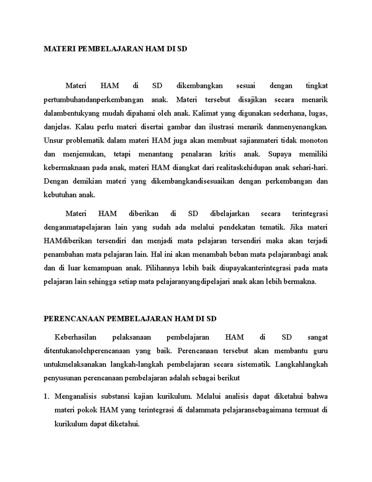 Materi dan Perencanaan Pembelajaran HAM di SD untuk Siswa - Studocu