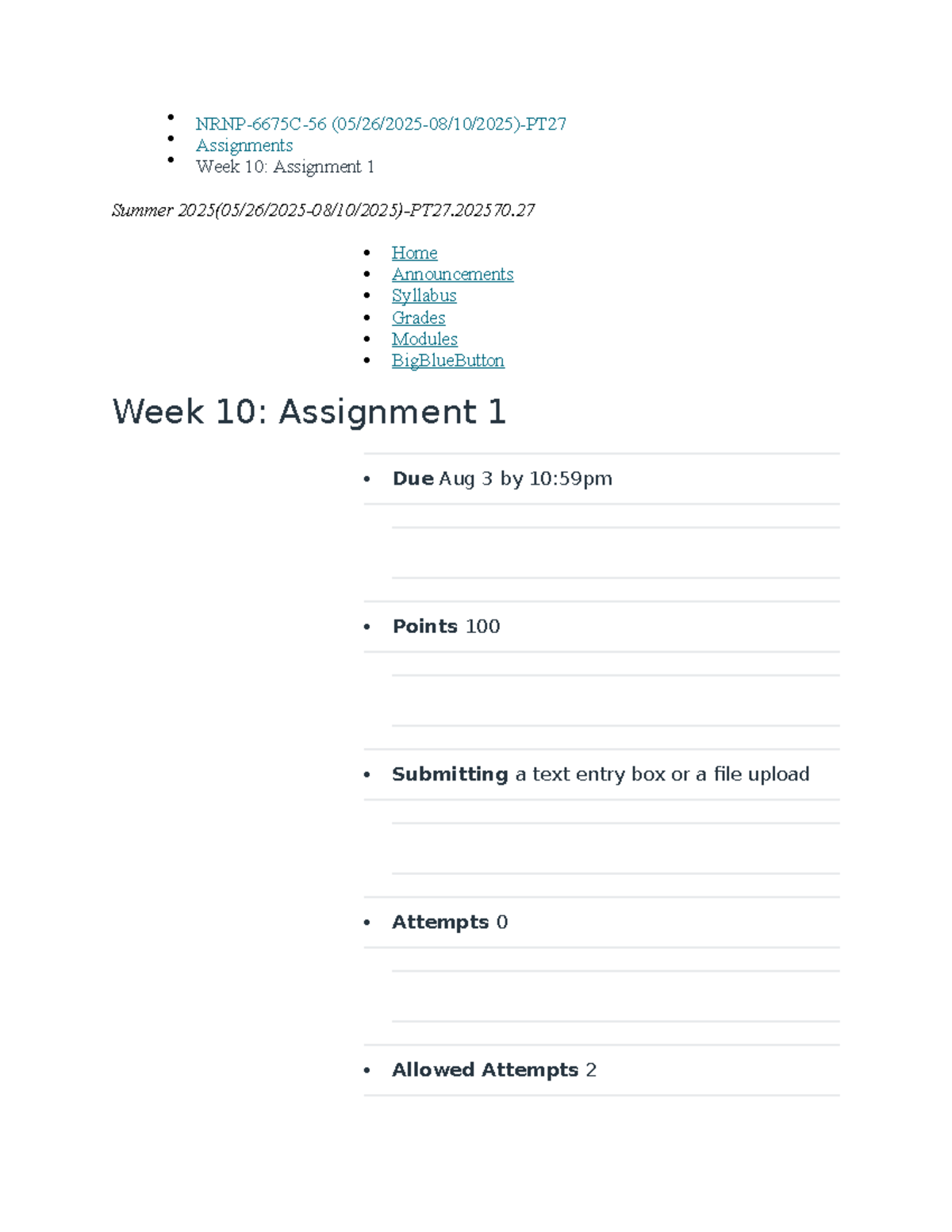 NRNP_6675 Week 10 Assignment 1: Career Planner Guide - Studocu