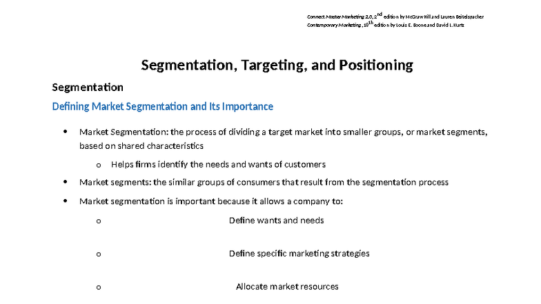 Lesson 5: STP (Segmentation, Targeting, Positioning) Notes for MKT 202 ...