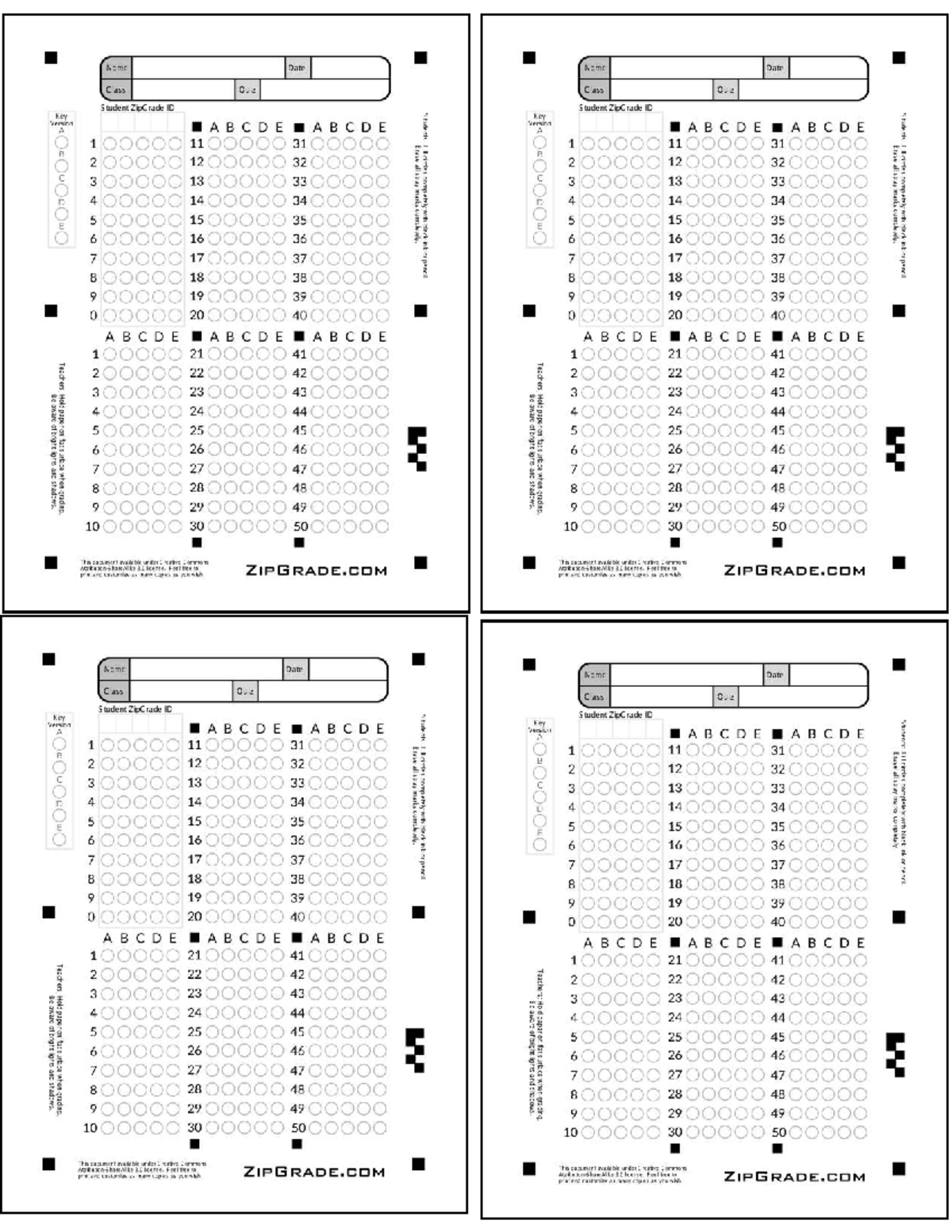 Science Quiz Answer Sheet - Version A (Class Quiz) - Studocu
