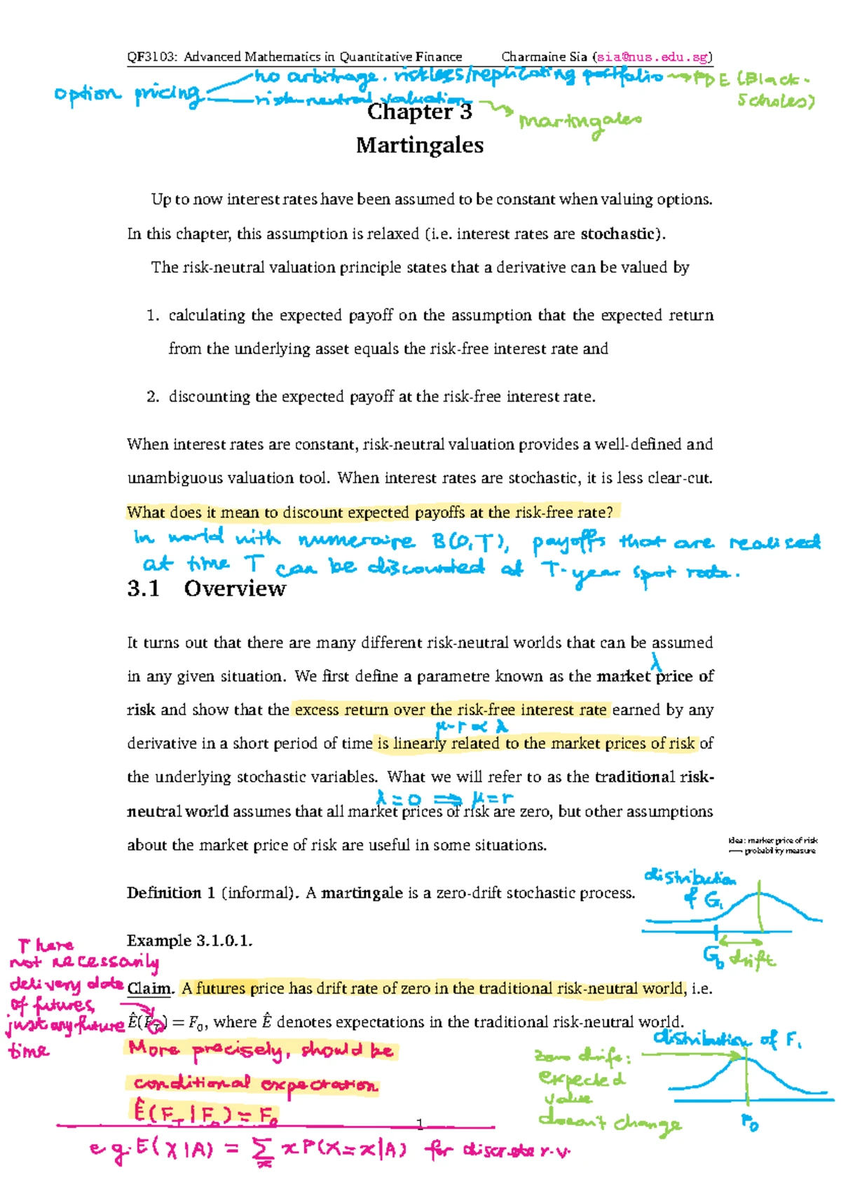 QF3103: Advanced Maths in Quantitative Finance - Tutorial 1 Solutions ...