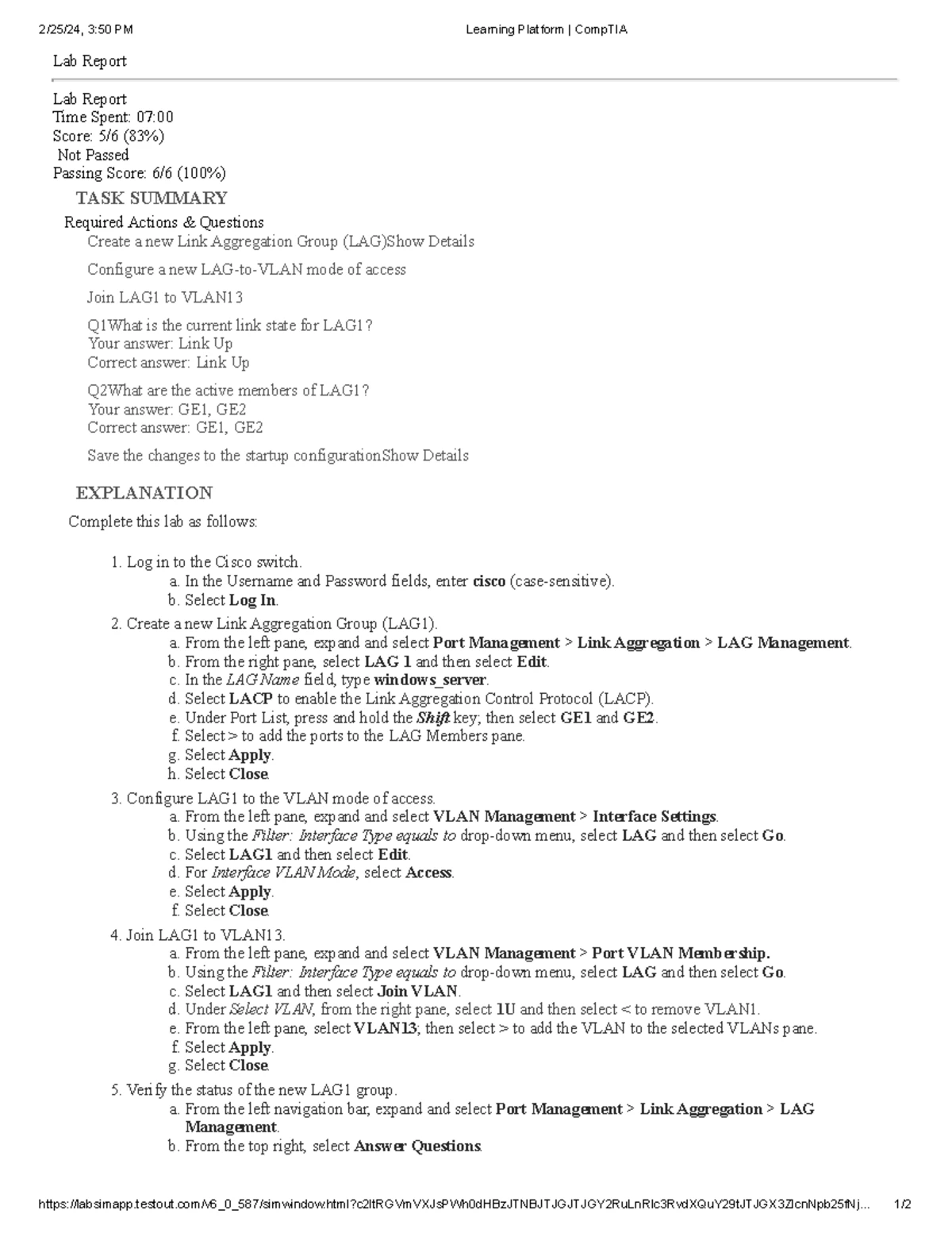 7.3.8 CompTIA Lab Report: Enabling Jumbo Frame Support Guide - Studocu