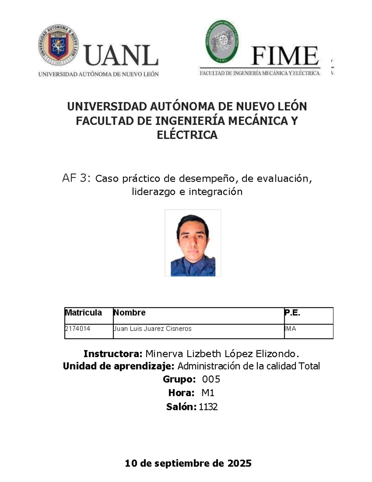 AF3: Caso Práctico sobre Desempeño y Liderazgo en Calidad - Studocu