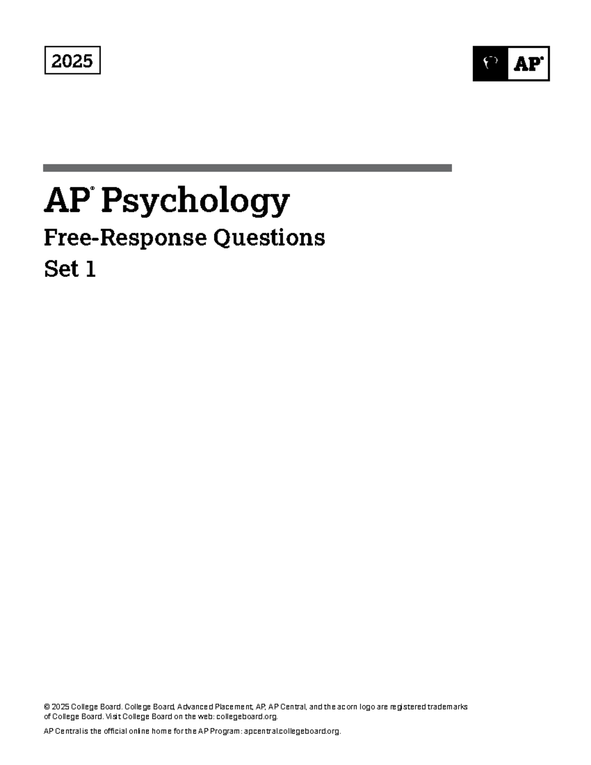 2025 AP Psychology Free-Response Questions Set 1 Analysis - Studocu