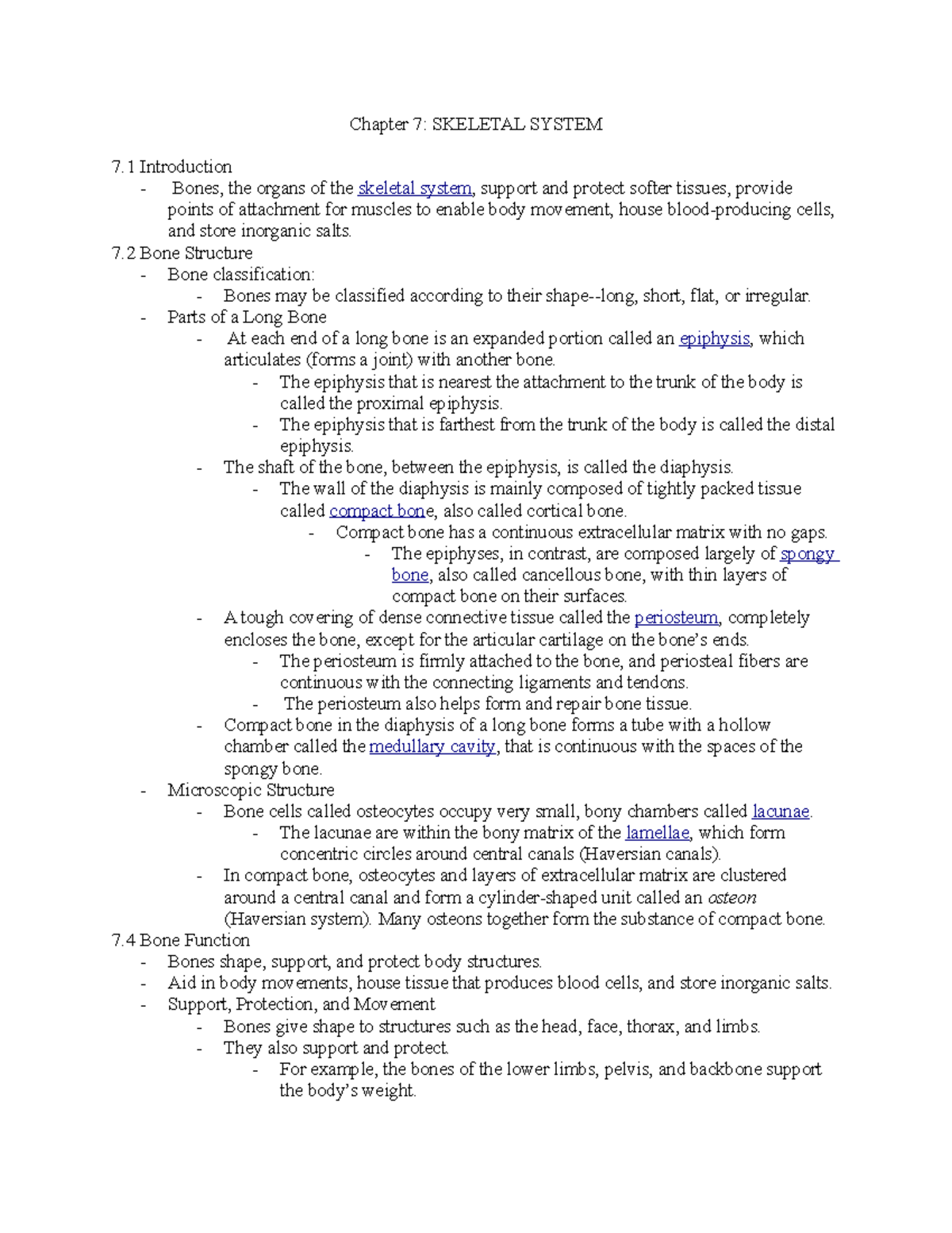 Chapter 7: Detailed Overview of the Skeletal System - Studocu