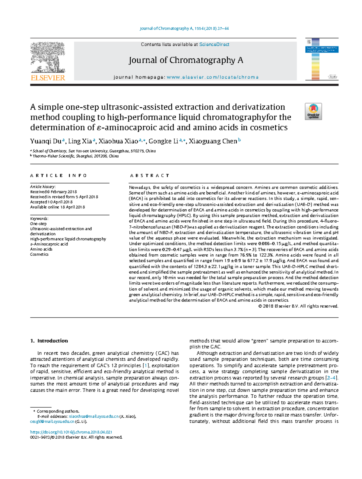 UAE-D-HPLC Method for EACA and Amino Acids in Cosmetics - Studocu