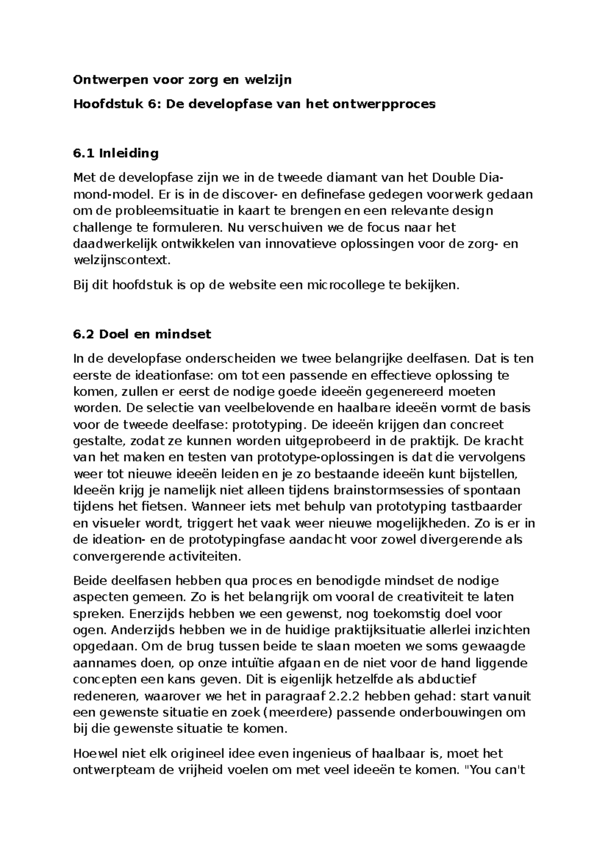 Ontwerpen voor Zorg en Welzijn H6: De Developfase van het Ontwerpproces ...