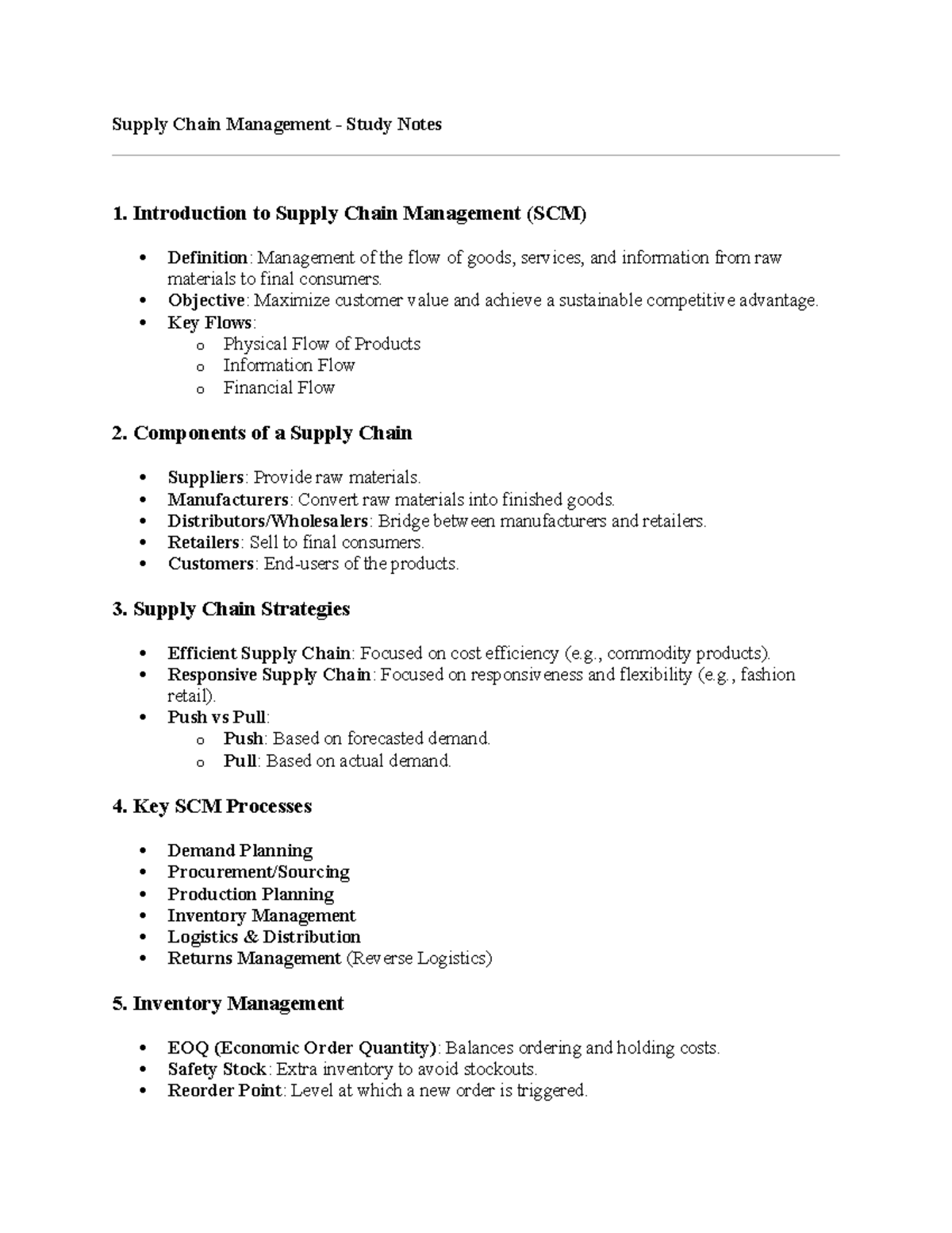 Supply chain management study notes: Introduction and key concepts ...
