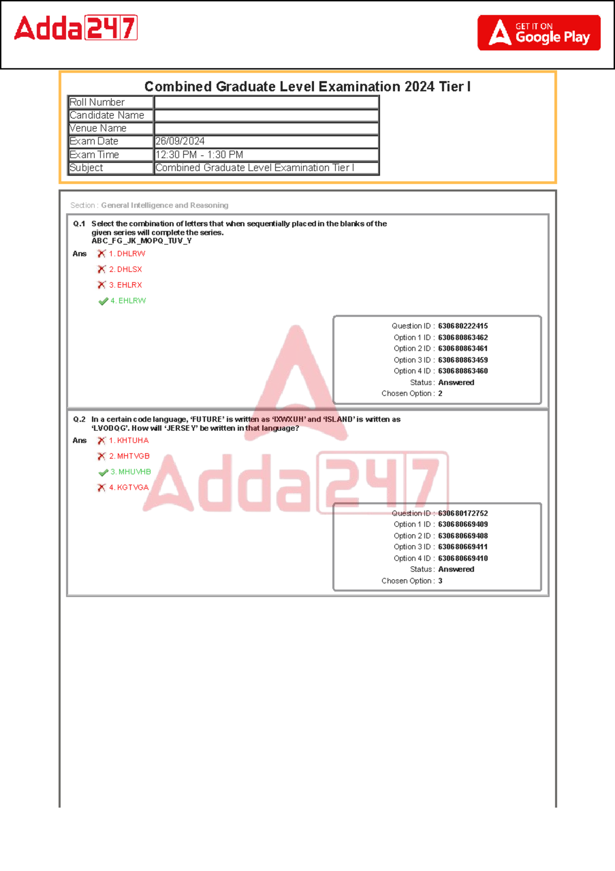 SSC CGL Tier I 2024: General Intelligence & Reasoning Questions - Studocu