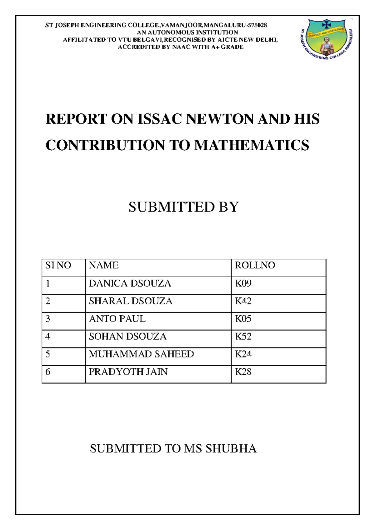 Report on Isaac Newton's Contributions to Mathematics - Studocu