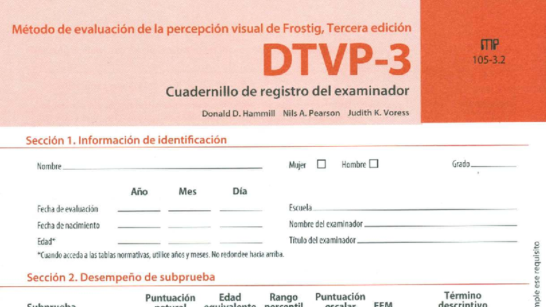Cuadernillo de Evaluación Visual Frostig 3ª Edición - Studocu
