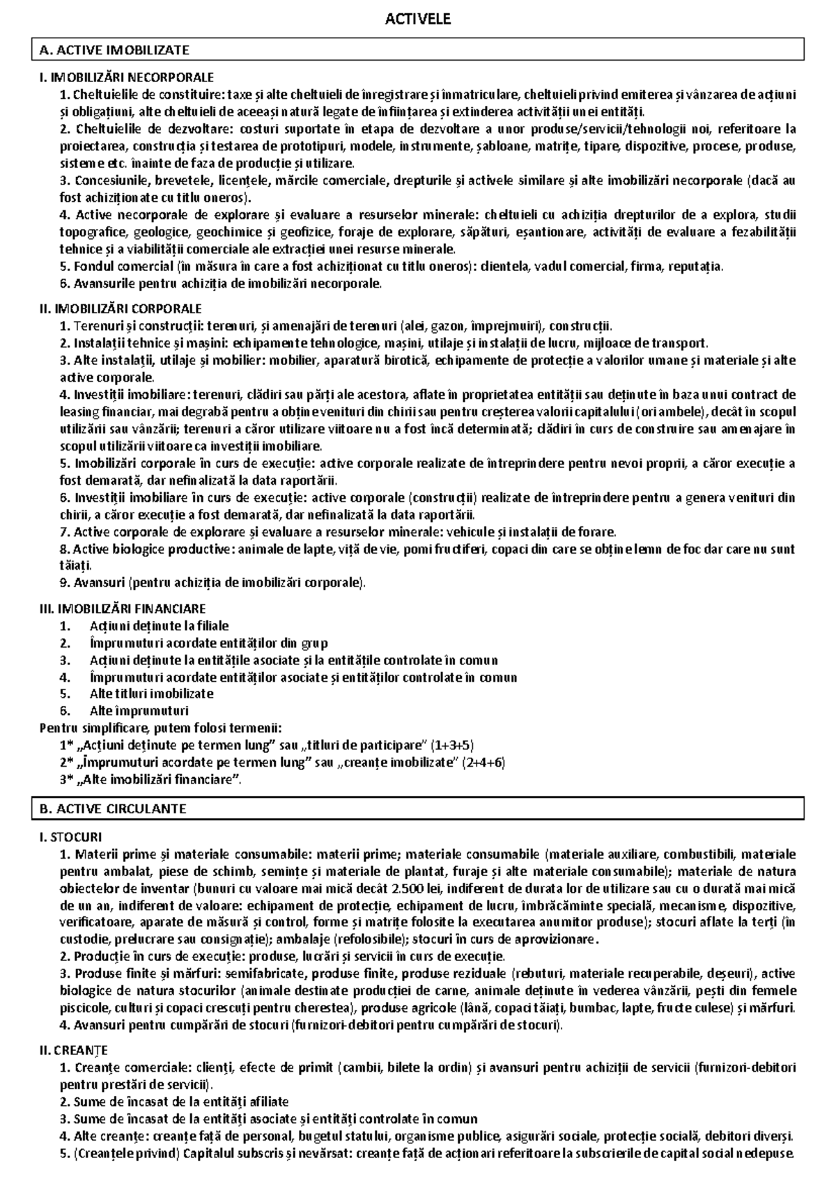 Rezumat Bilant - Exemple de Active și Datorii - Studocu