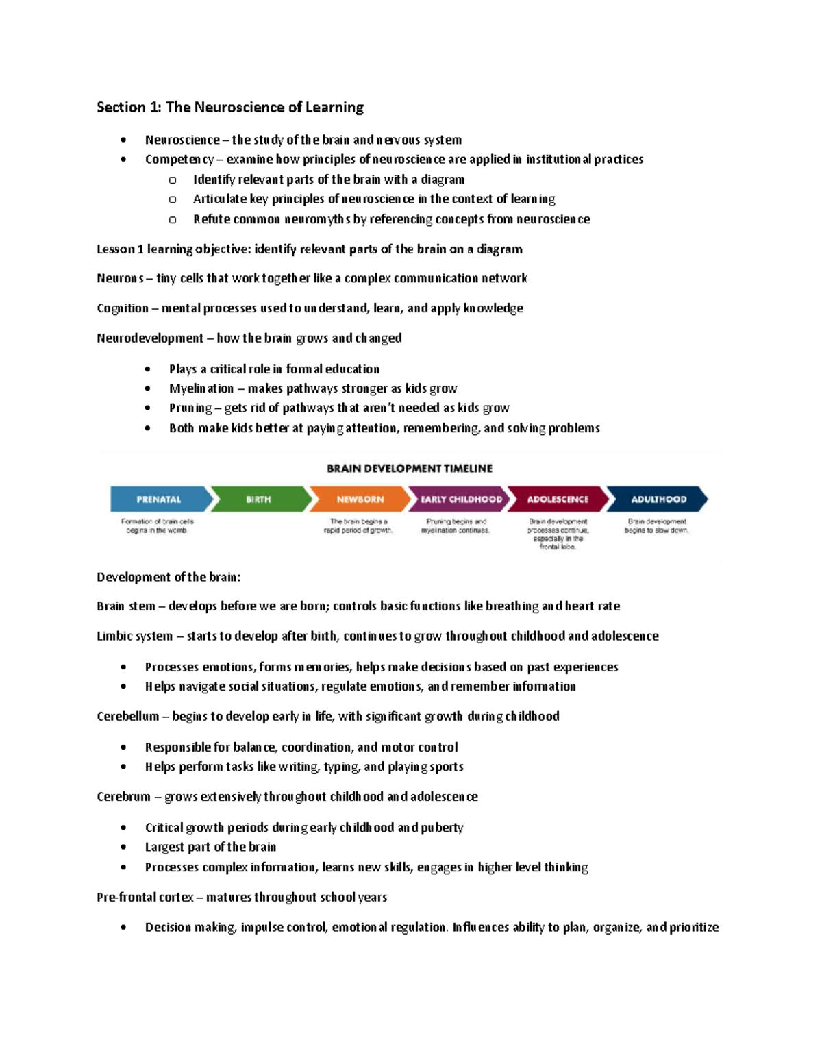 D664 Lesson 1: Neuroscience Principles in Learning and Education - Studocu