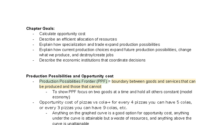 Econ 101 Chapter 2 Lecture Notes: Opportunity Cost & PPF Explained ...