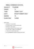 Tourism Grade 10 March 2020 - Past Exam Question Paper (75 Marks) - Studocu