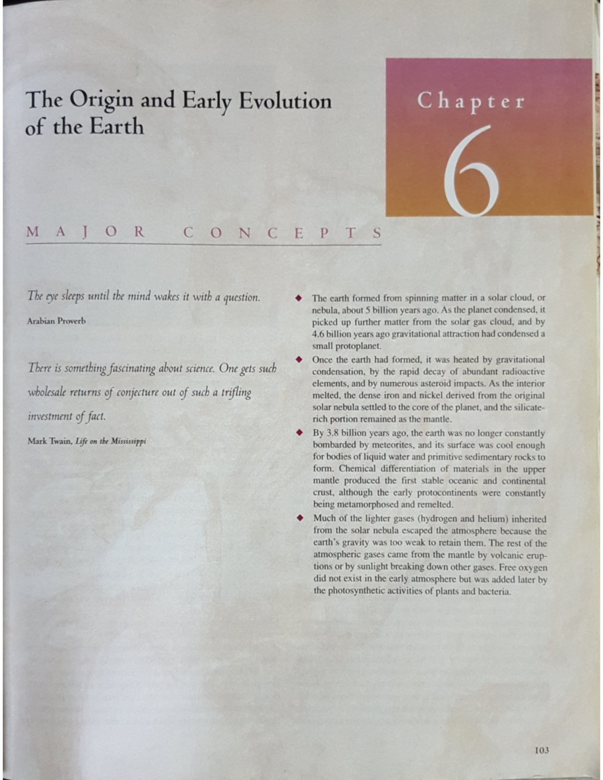 Chapter 6 – The Earth's Origin and Early Evolution Insights - Studocu