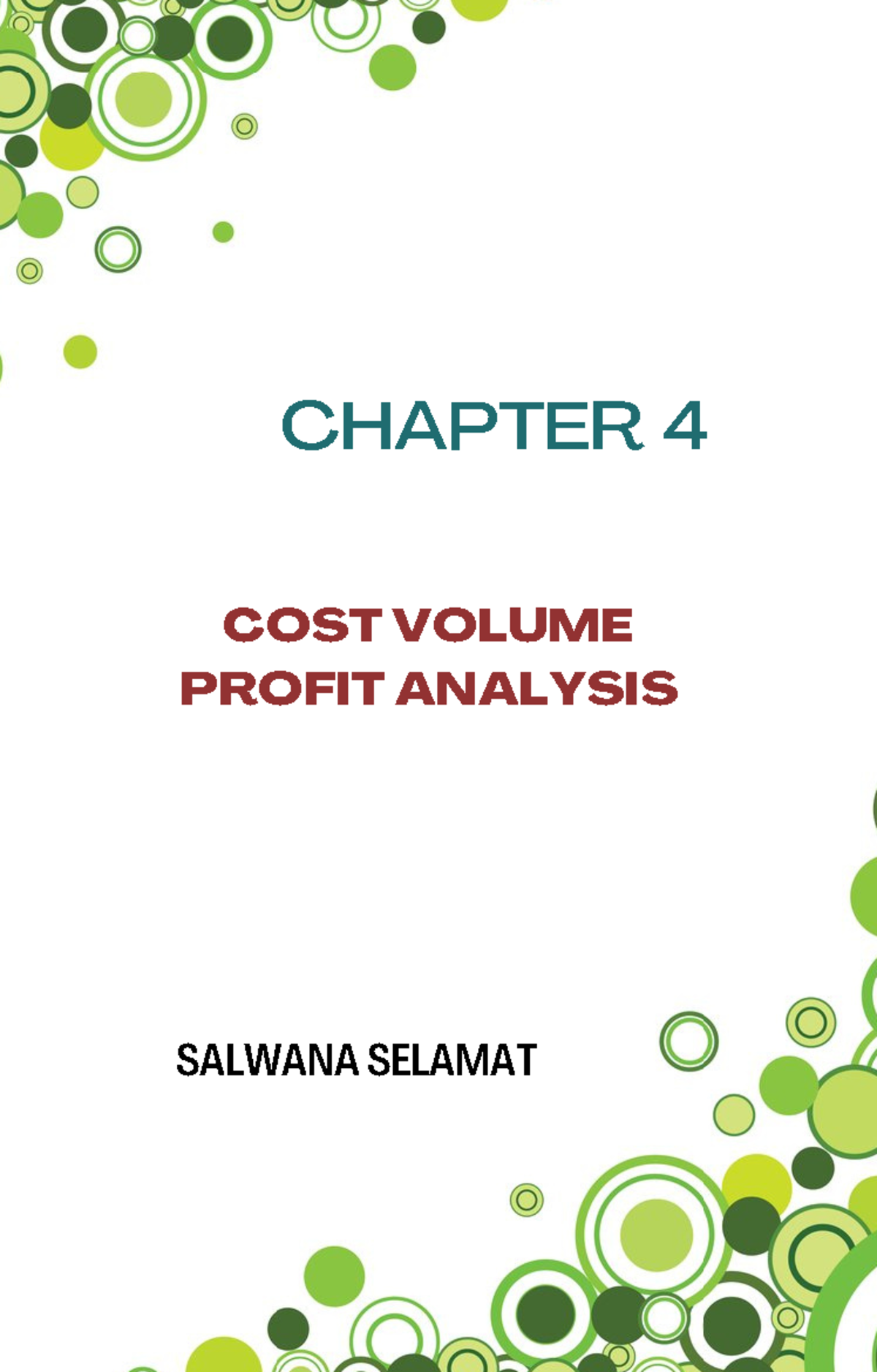 1. MAF201 Chapter 4 COST Profit Volume Analysis Notes - CHAPTER 4 COST ...