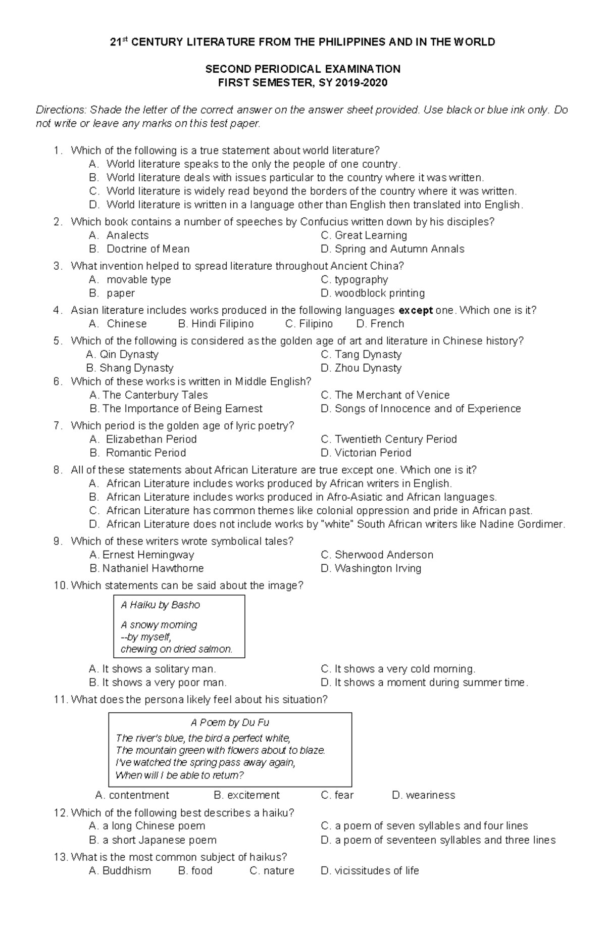 Pdfcoffee - lecture - 21 st CENTURY LITERATURE FROM THE PHILIPPINES AND IN THE WORLD SECOND ...